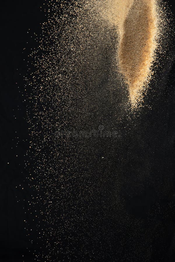 Sand Flying Explosion, Golden Sand Wave Explode. Abstract Sands Cloud ...