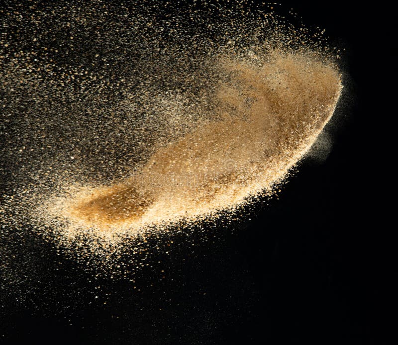 Sand Flying Explosion, Golden Sand Wave Explode. Abstract Sands Cloud ...