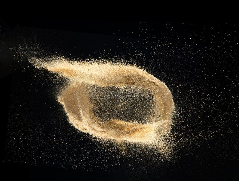 Sand Flying Explosion, Golden Sand Wave Explode. Abstract Sands Cloud ...