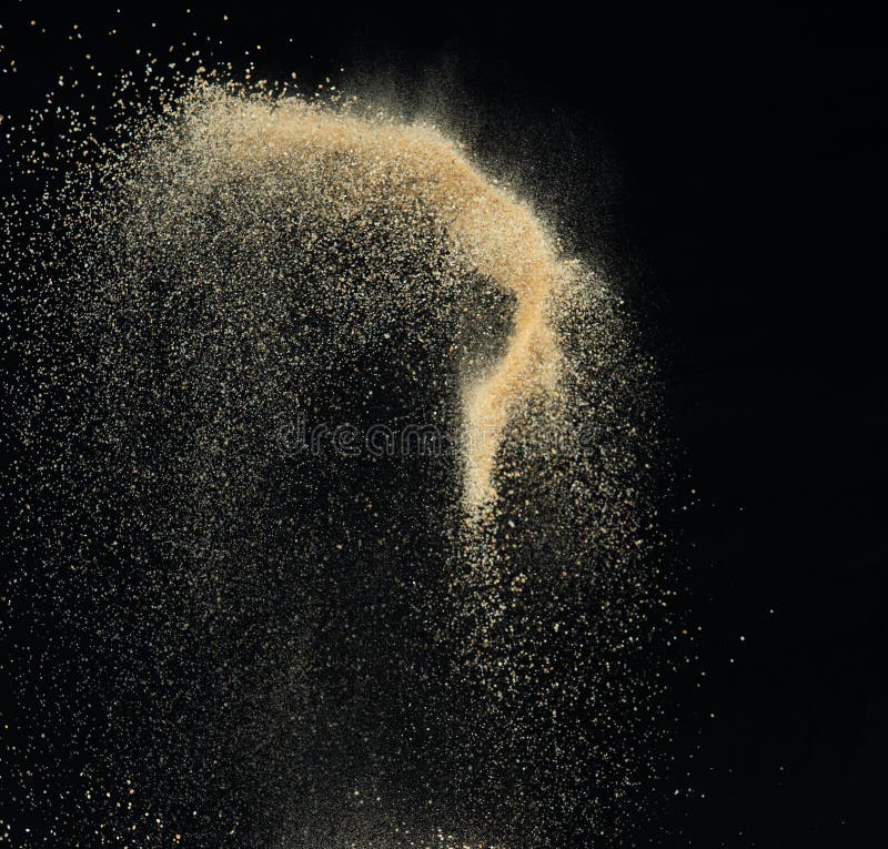Sand Flying Explosion, Golden Sand Wave Explode. Abstract Sands Cloud ...