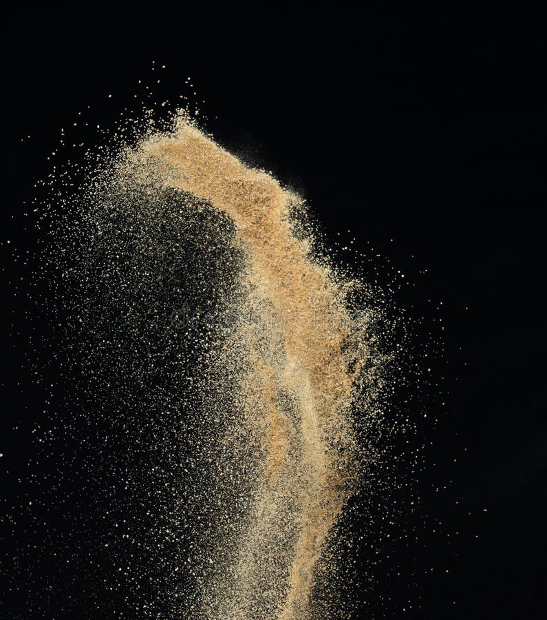 Sand Flying Explosion, Golden Sand Wave Explode. Abstract Sands Cloud ...