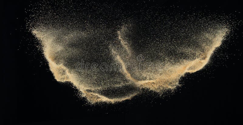 Sand Flying Explosion, Golden Sand Wave Explode. Abstract Sands Cloud ...