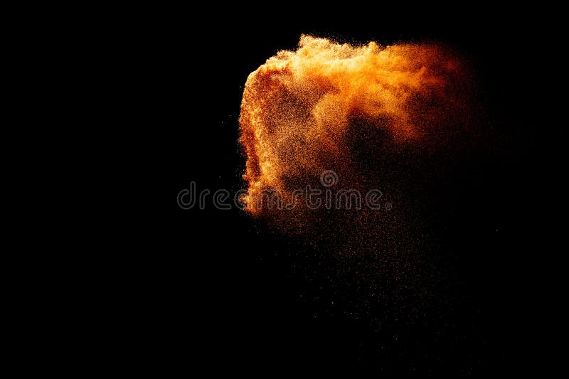 Sand Flying Explosion Isolated on Black Background ,throwing Freeze ...