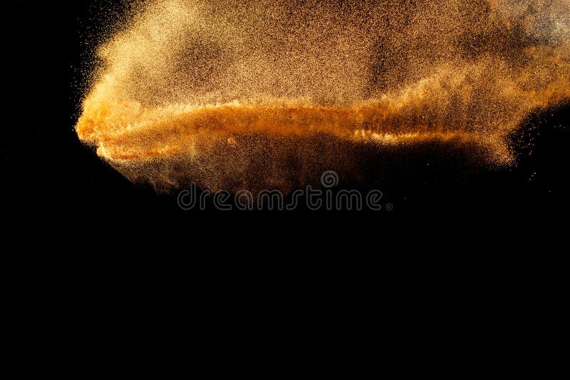 Sand Flying Explosion Isolated on Black Background ,throwing Freeze ...