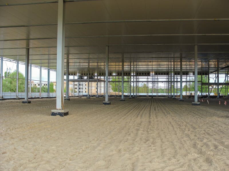 Construction Site with a Sand Foundation Prepared for a Warehouse with ...