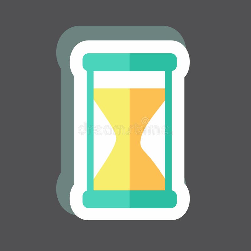 Sand Glass Sticker in Trendy Isolated on Black Background Stock ...