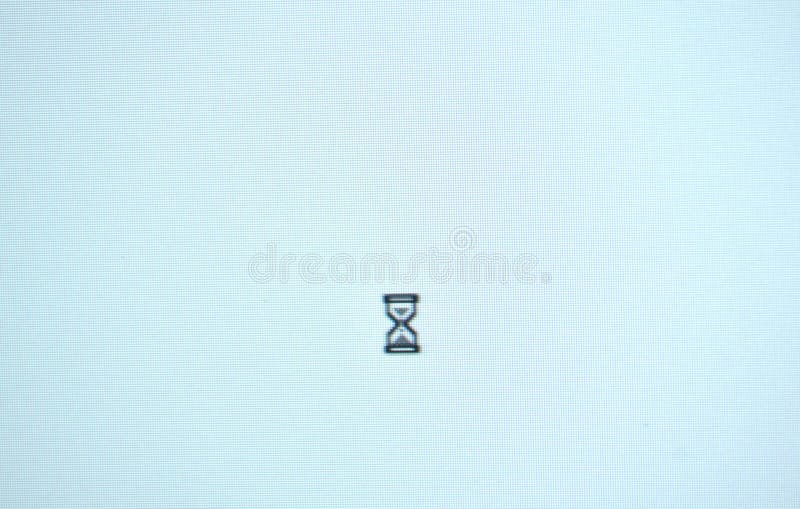 Sand Glass Symbol Computer Mouse Pointer on White LCD Screen Background ...