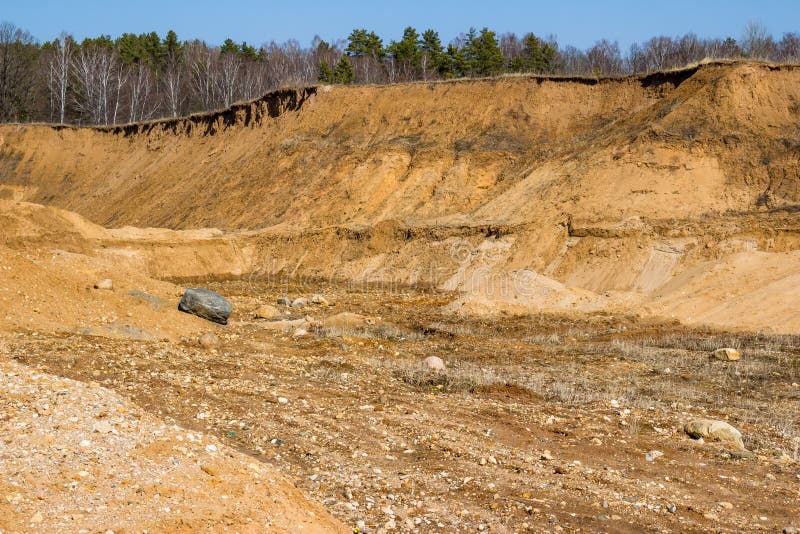 Sand and Gravel Quarry with Lots of Stones Stock Image - Image of ...