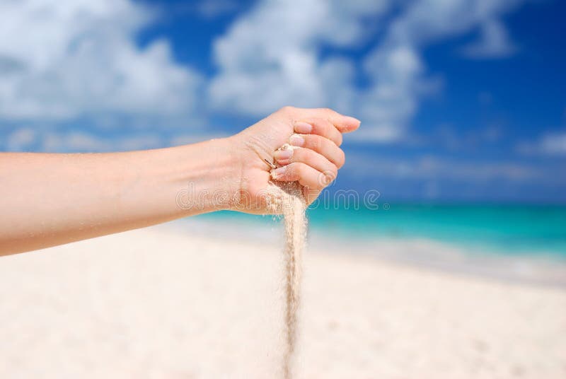 Sand in hand stock image. Image of cloud, turquoise, water - 8093687