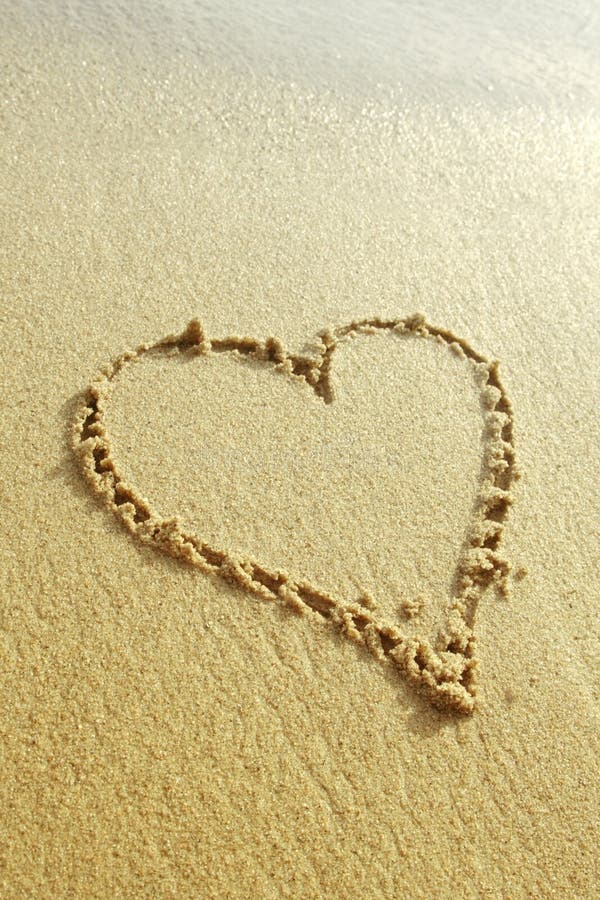 Sand heart stock image. Image of evening, tranquil, coastline - 5324205