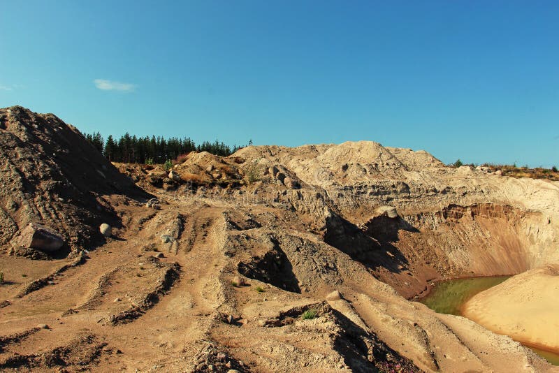 Sand Hills in the Sand Quarry Stock Image - Image of blue, horizon ...
