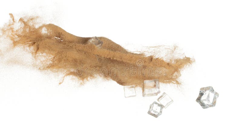 Sand with Ice Cube Flying As Hot Cold Fantasy, Sand Wave Explode ...