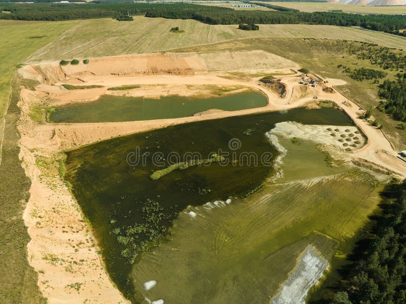 Sand Landscape and Process of Mining and Generating Product Stock Photo ...