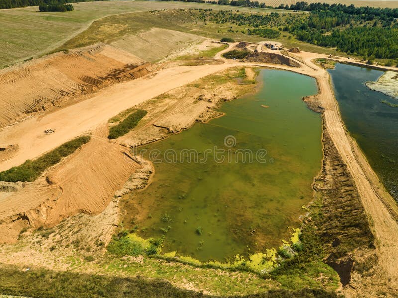 Sand Landscape and Process of Mining and Generating Product Stock Photo ...