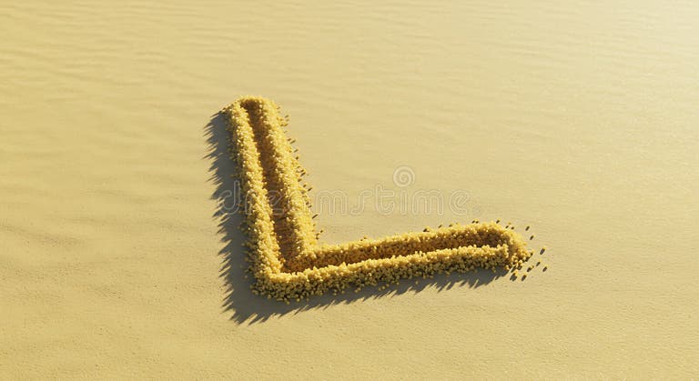 Sand Letter L Shape on Smooth Beach Surface in Bright Sunlight Stock ...