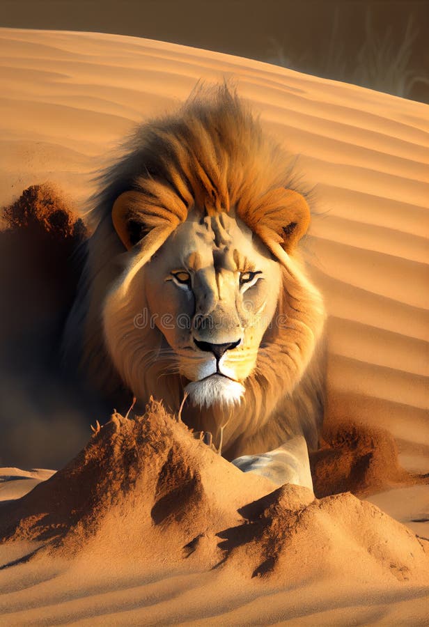 Sand Lion Statue. AI Generated Stock Illustration - Illustration of ...