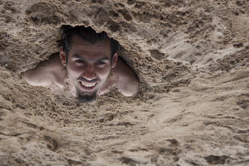 Man buried in sand stock photo. Image of relax, holidays - 26496334