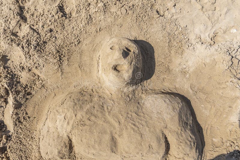 Sand Man Sculpture on the Beach Stock Photo - Image of beach, build ...