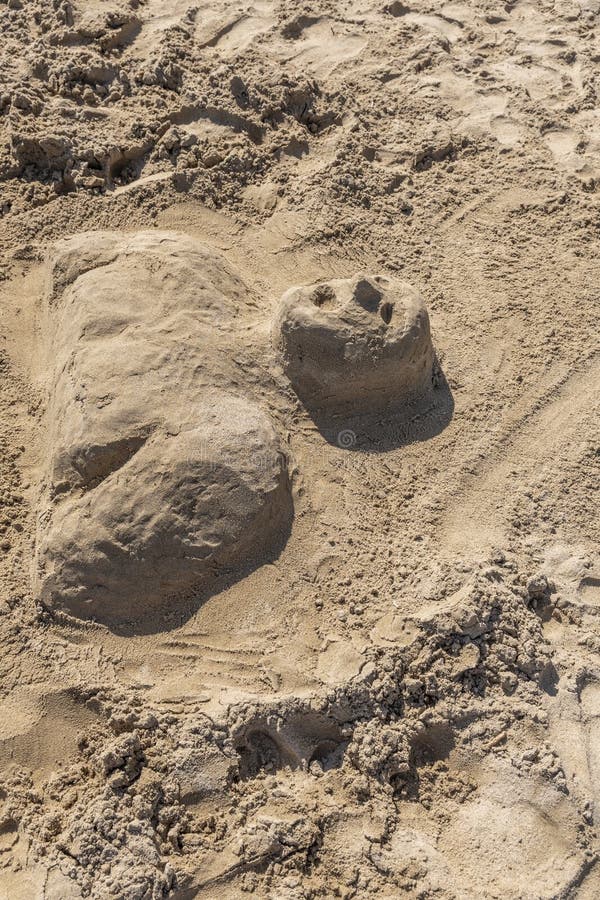 Sand Man Sculpture on the Beach Stock Image - Image of holiday ...