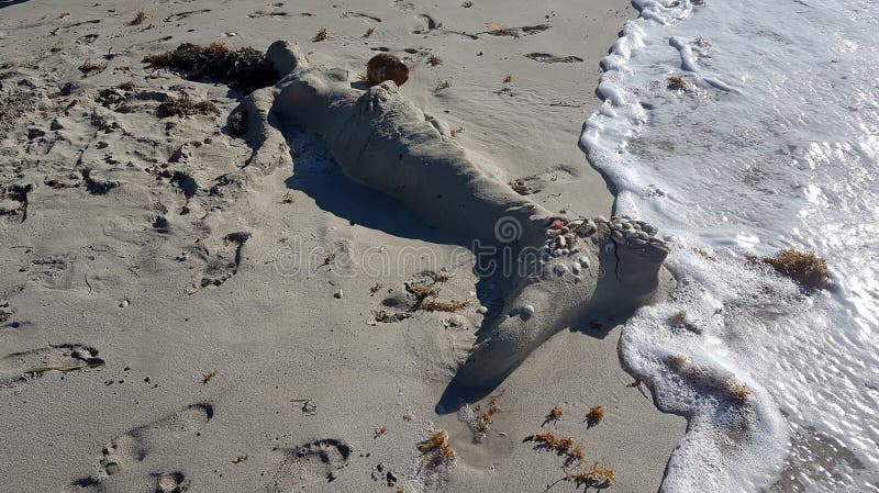 Sand Mermaid stock photo. Image of scales, mermaid, lying - 23181046