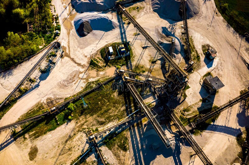 Sand mine aerial view stock image. Image of building - 72775511