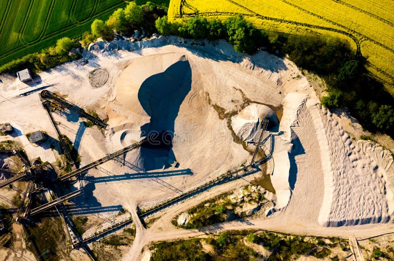 Sand mine aerial view stock image. Image of landscape - 72776567