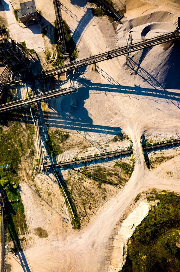 Sand mine aerial view stock image. Image of industrial - 72776813