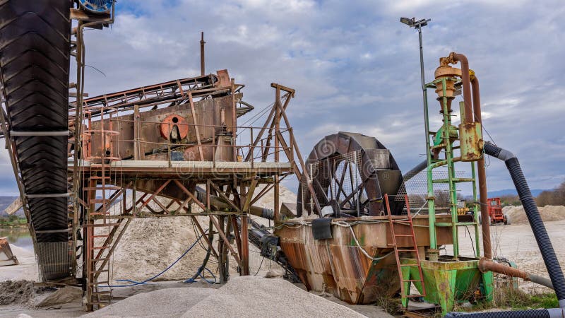 Sand Mining Machine stock photo. Image of heap, antique - 361998030