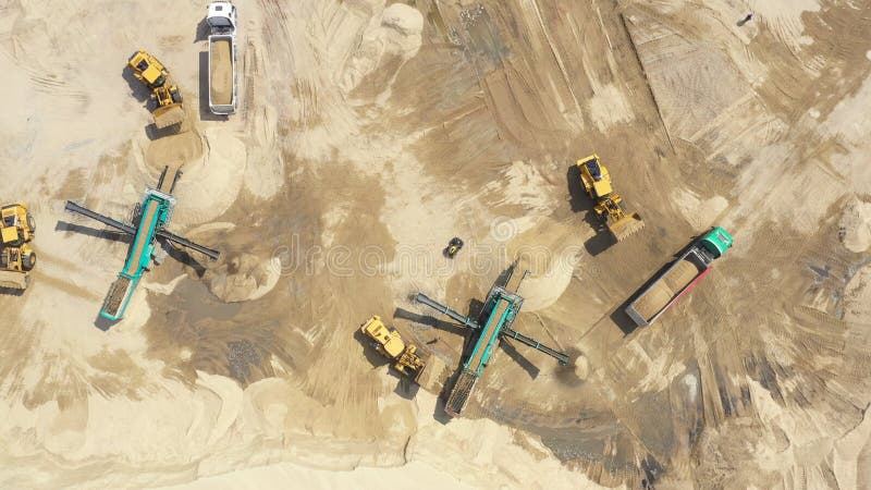 Sand Moving on Automatic Conveyor Belt. Mining Conveyor Sand Sorting ...