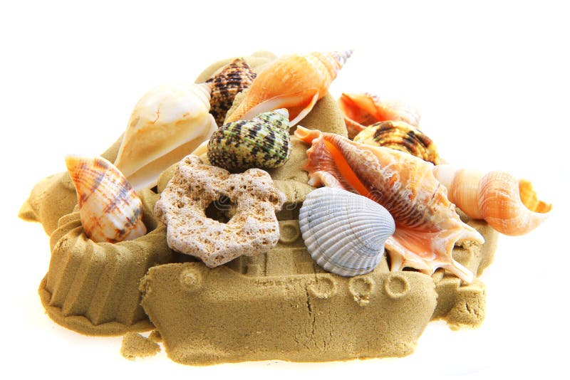 Sand Objects with Sea Shells Isolated Stock Photo - Image of sandy ...