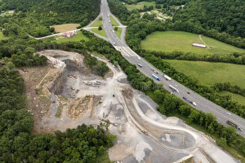 Sand Open-pit Mining Quarry with Processing Plant for Crushed Stone ...