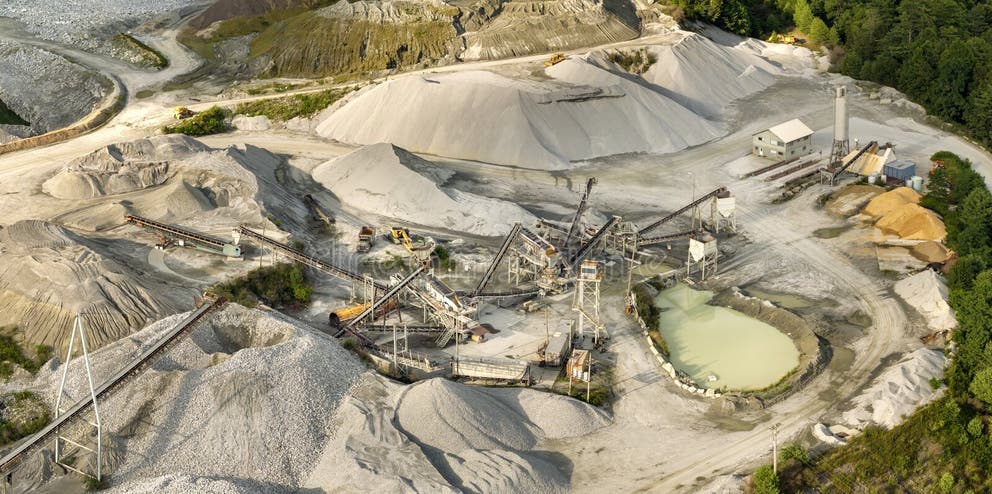 Sand Open-pit Mining Quarry with Processing Plant for Crushed Stone ...