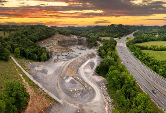 Sand Open-pit Mining Quarry with Processing Plant for Crushed Stone ...