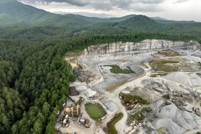Sand Open-pit Mining Quarry with Processing Plant for Crushed Stone ...