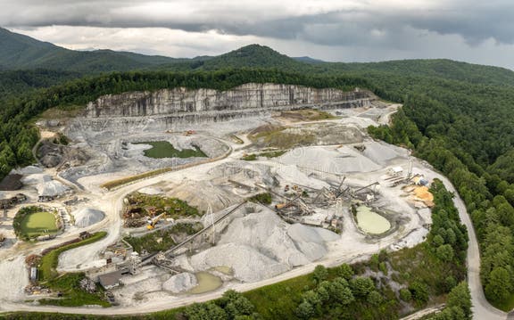 Sand Open-pit Mining Quarry with Processing Plant for Crushed Stone ...