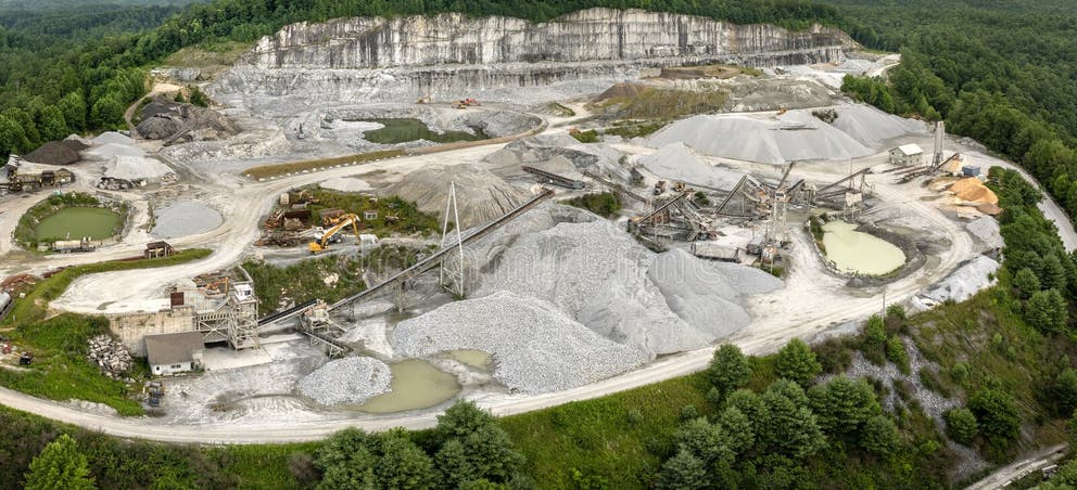 Sand Open-pit Mining Quarry with Processing Plant for Crushed Stone ...