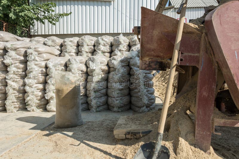 Sand packing equipment stock photo. Image of flooding - 98673686