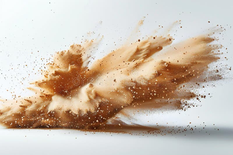 Sand Particles Flying in the Air on a White Background, in a Flat Lay ...
