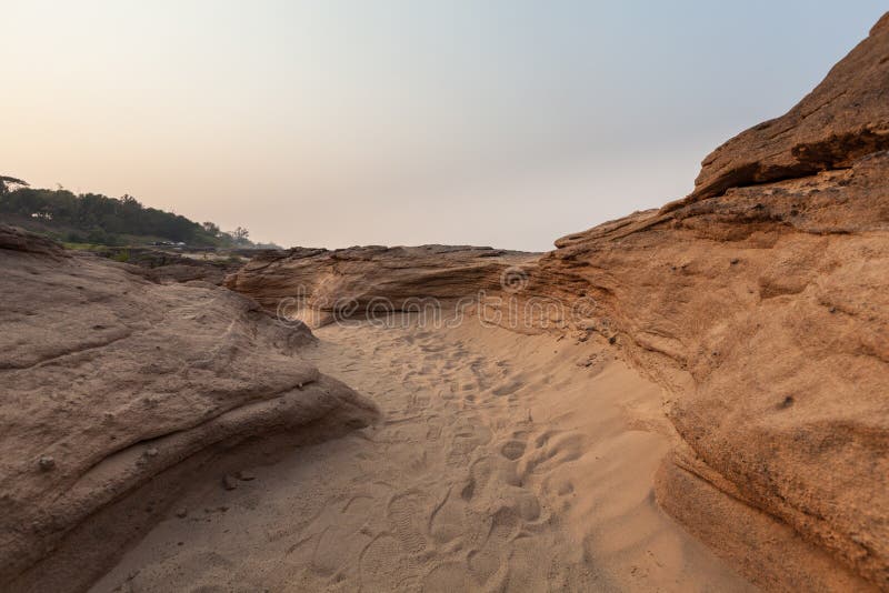 Sand pathway stock image. Image of hiking, rock, horizon - 92030333