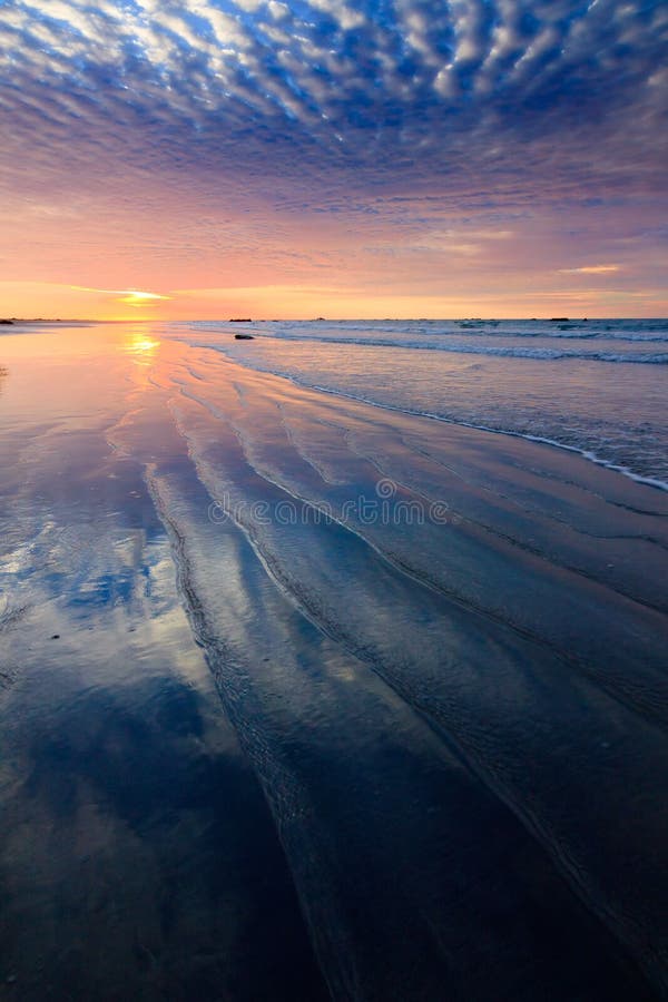 Sand Pattern with Dramatic Sunset Clouds Stock Image - Image of blue ...