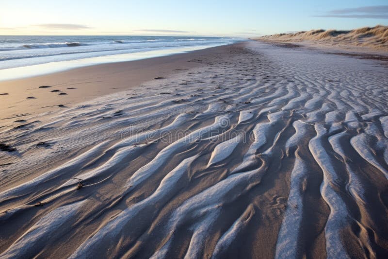 Sand Patterns Made by Wind on Frost-encrusted Beach Stock Photo - Image ...
