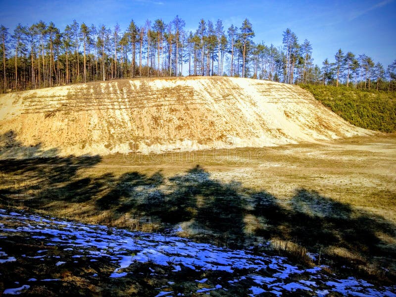 Sand pit in the forest stock photo. Image of geology - 180429826