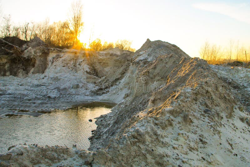 Sand Pit with Water in Quarry Stock Image - Image of ecology, granite ...