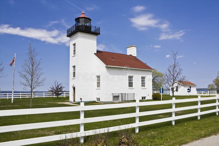 Sand Point Lighthouse stock image. Image of peninsula - 9658115