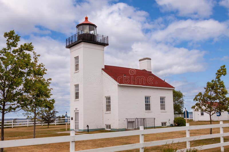 Sand Point Lighthouse Along Lake Michigan Stock Photo - Image of ...