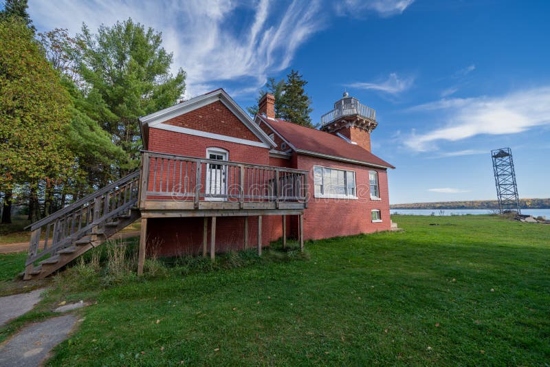Sand Point Lighthouse in Baraga Michigan Stock Photo - Image of ...