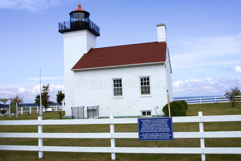 Sand Point Lighthouse Escanaba Michigan Little Bay De Noc Stock Image ...