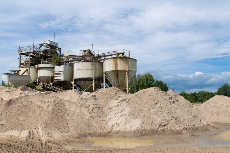 Sand Processing Plant with Large Piles of Sand Stock Image - Image of ...