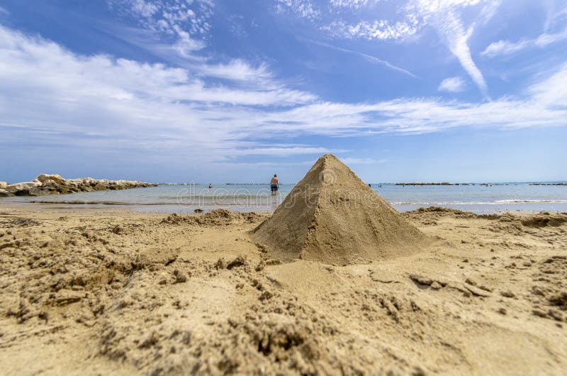 Sand Pyramid on the Beach by the Sea Stock Photo - Image of famous ...