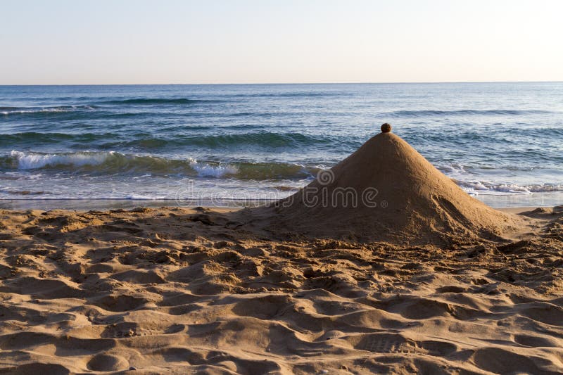 Sand Pyramid Structure on a Beach. Stock Image - Image of sculpture ...